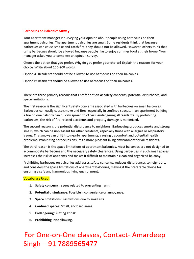 CELPIP Task 2 - Apartment Survey 2 | PDF | Risk