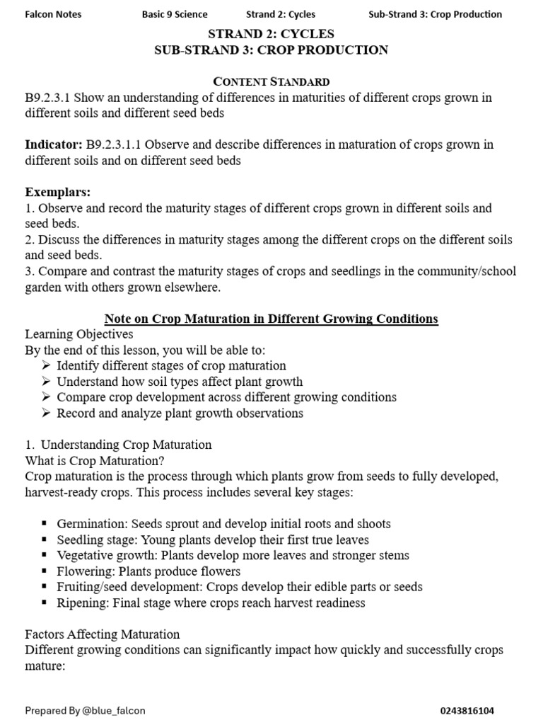 B9 Cycles Crop Production Full Note | PDF | Agriculture | Crop Rotation