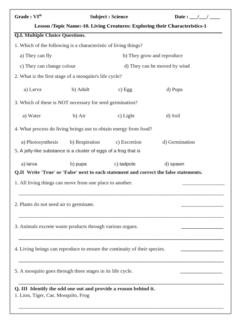 Living Creatures: Characteristics for Grade 6 | PDF | Frog | Seed