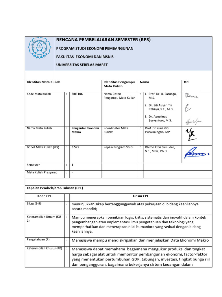 RPS Pengantar Ekonomi Makro | PDF