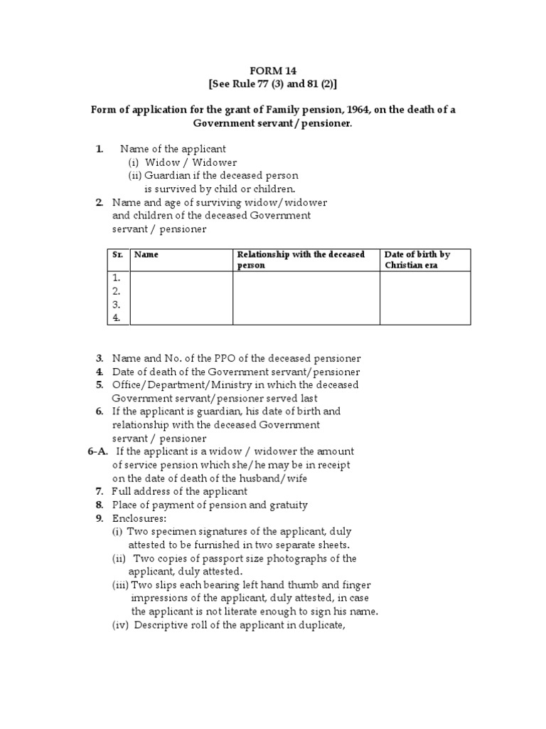 Form 14 | Download Free PDF | Pension | Government