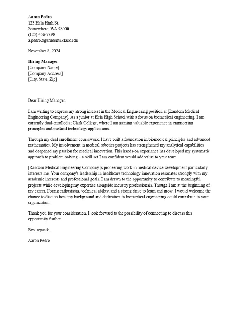 Cover Letter Final Draft | PDF