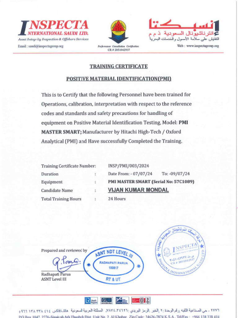 Pmi Certificate of Viajn Kumar Mondal | PDF