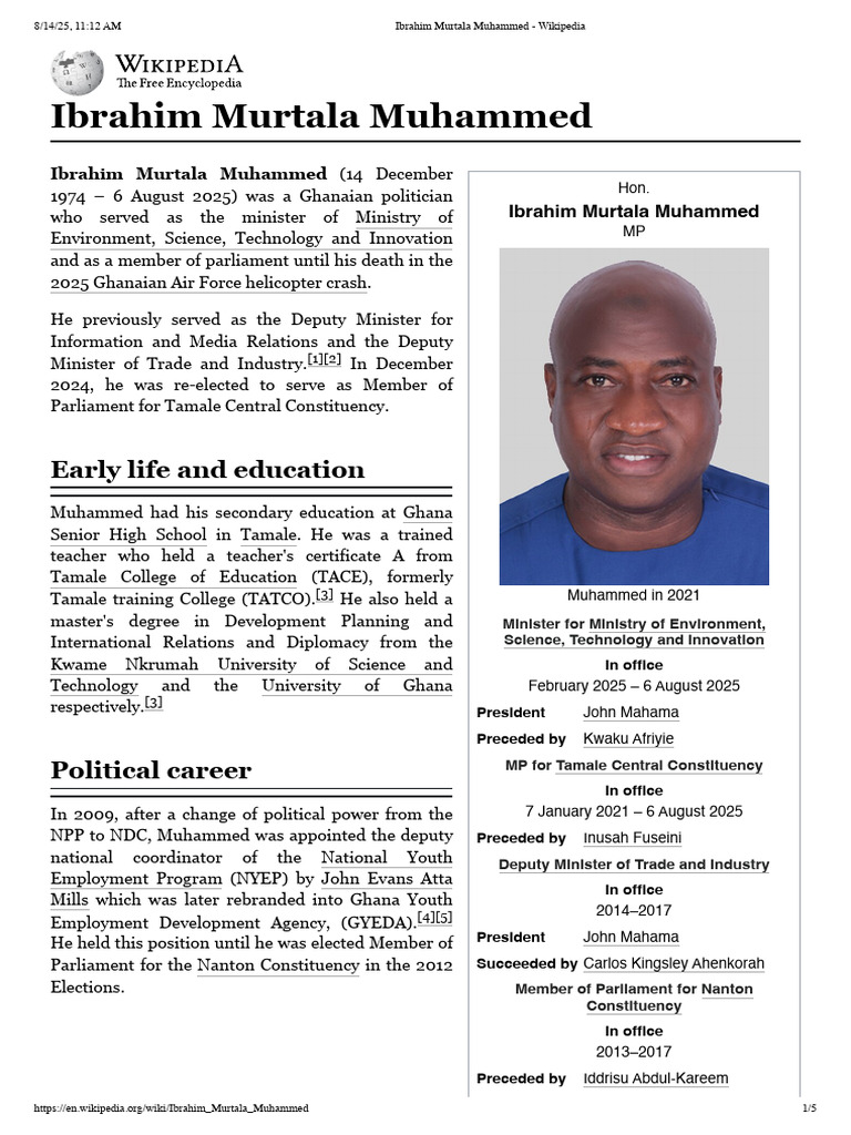 Ibrahim Murtala Muhammed: Career Overview | PDF | Ghana | Accountability