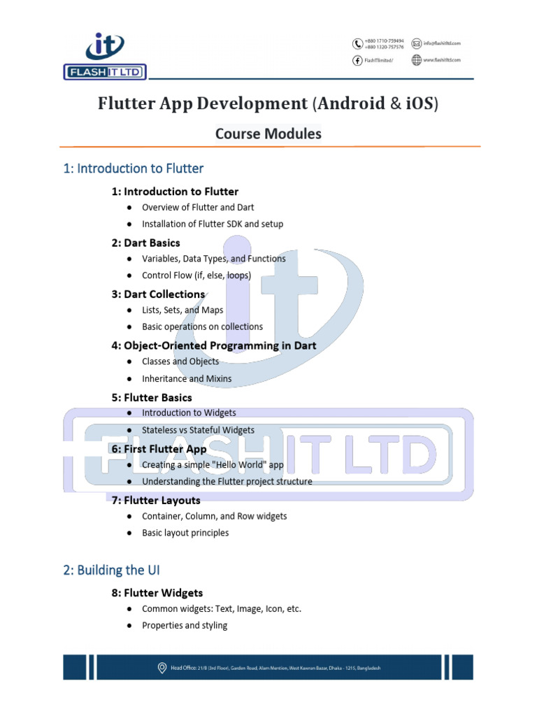 Flutter App Development Course Module | PDF