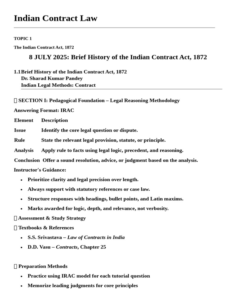 Overview of Indian Contract Law | PDF | Offer And Acceptance ...