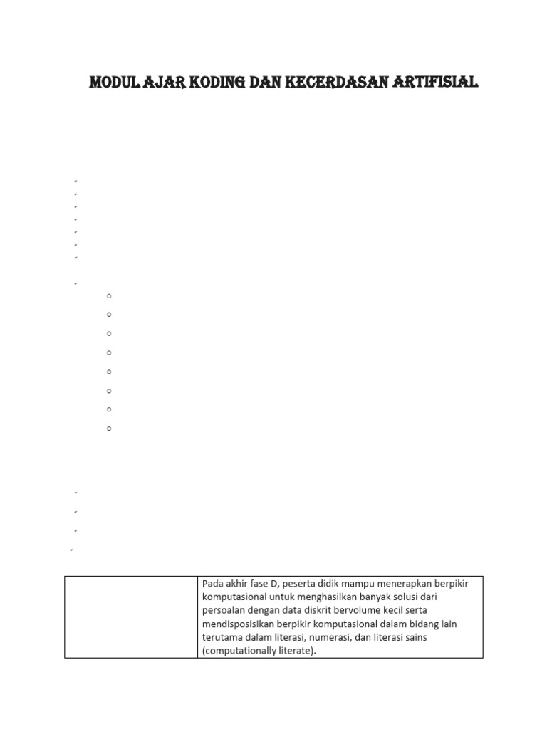Modul Ajar Koding Dan Kecerdasan Artifisial | PDF