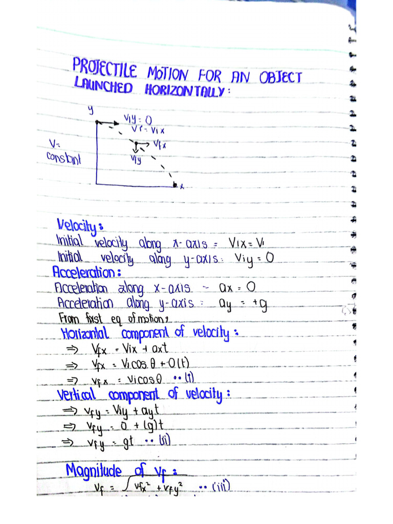 Projectile Motion Notes by USWA | PDF