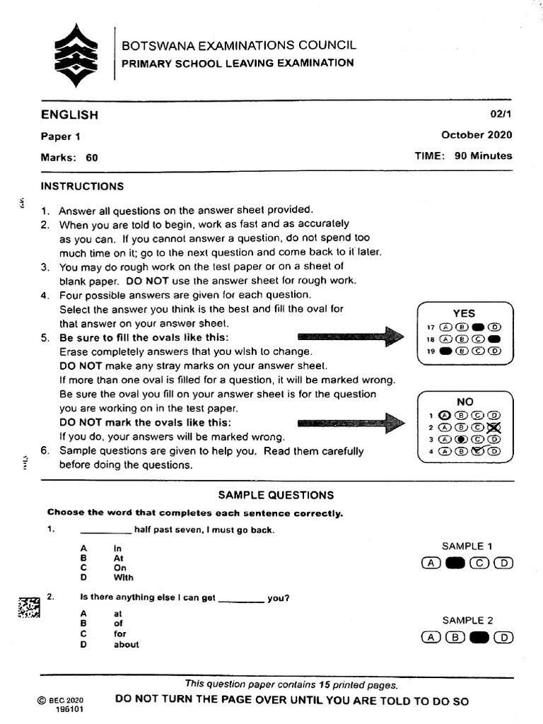 Psle English 2020 | PDF