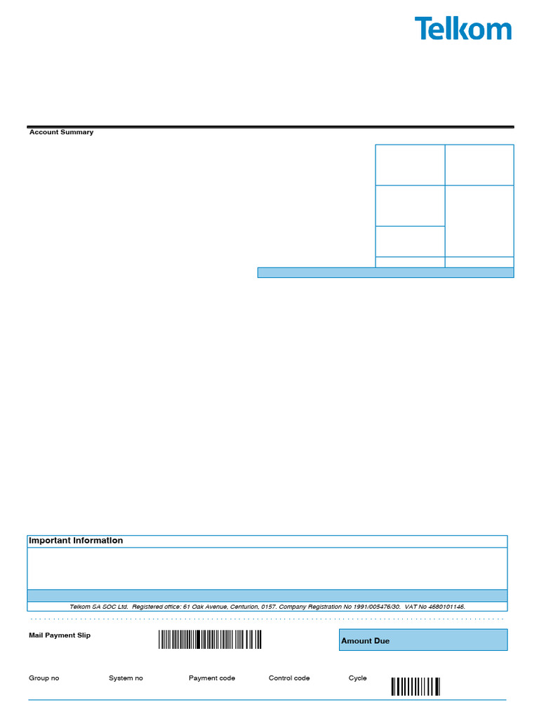 Telkom EFT Payment Instructions | PDF | Invoice | Value Added Tax