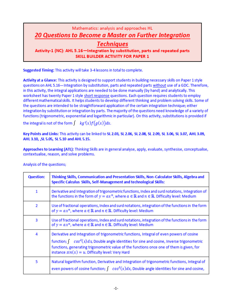Further Integration Questions | PDF | Trigonometric Functions ...