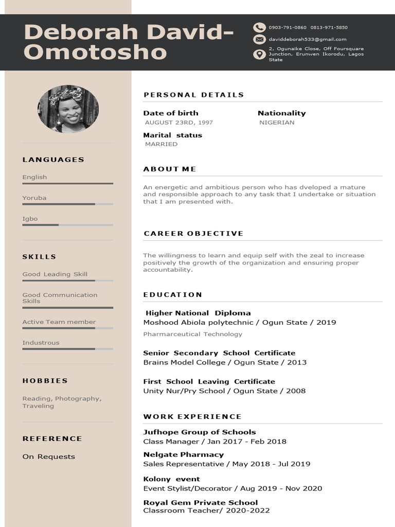 Deborah Omotosho Resume | PDF