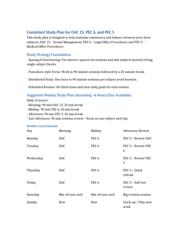 Consistent Study Plan | PDF