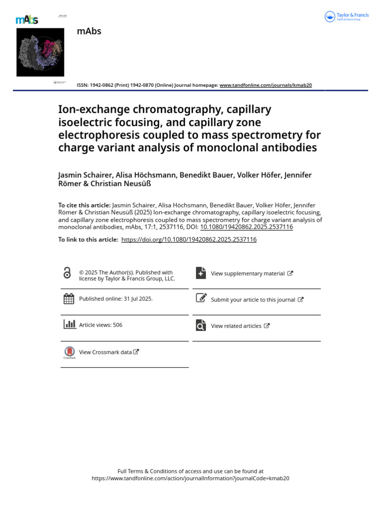 Charge Variant Analysis For MAb's | PDF | Monoclonal Antibody | Electrospray Ionization
