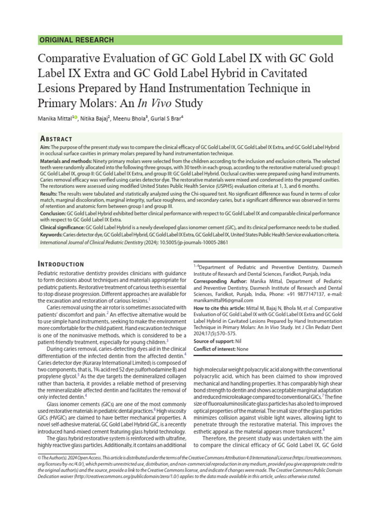 2024 1 Comparative Evaluation of GC Gold Lable 9 With Gic Gold Lable 9 ...