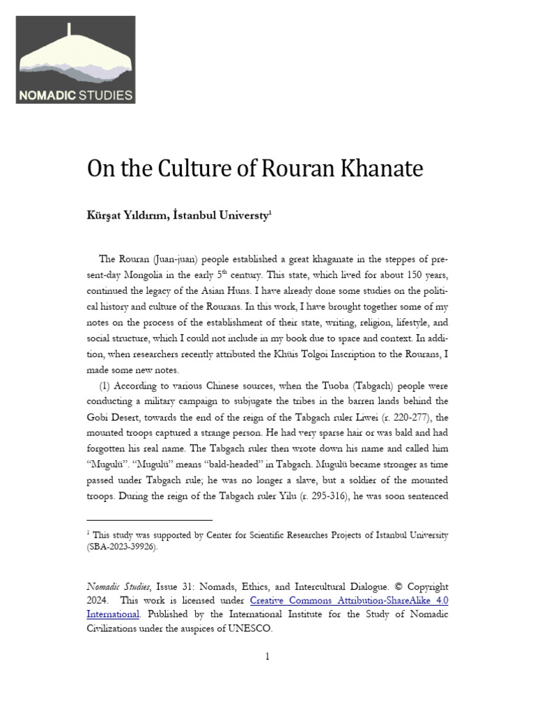Culture and Religion of the Rouran Khanate | PDF | Mongolia | Mongols