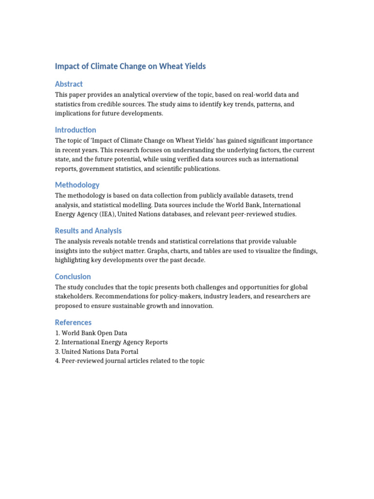 Impact of Climate Change On Wheat Yields | PDF