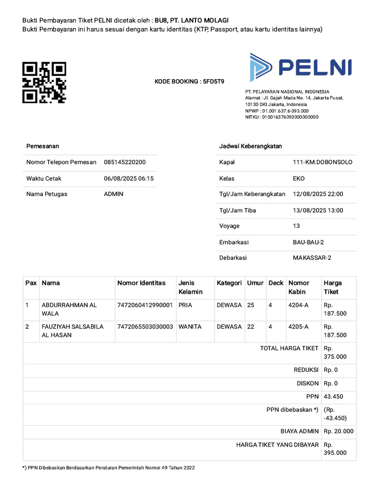Tiket - Pelni.co - Id Dcs Reprint-Receipt APP CODE DCS-PRINT-RECEIPT ...