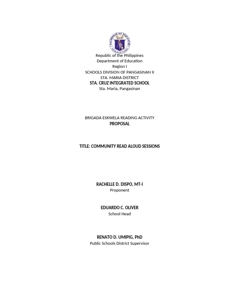 Be Reading Activity Proposal - CLM | PDF | Reading Comprehension | Teachers