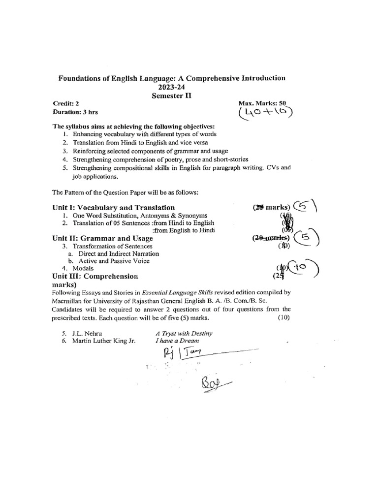 2 Semester - Foundation of English Language | PDF