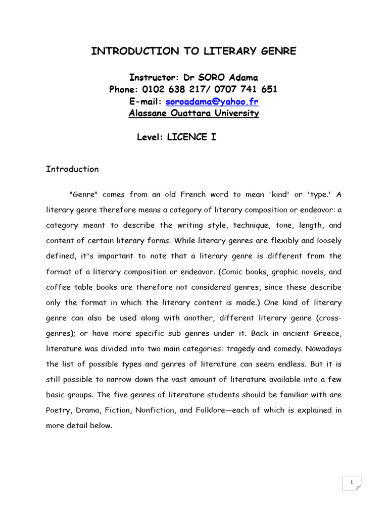 Overview of Literary Genres | PDF | Poetry | Genre