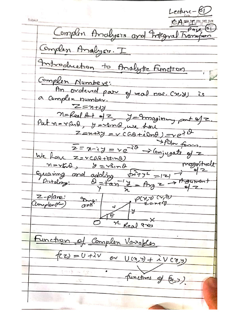 Lecture 01 Complex Analysis | PDF