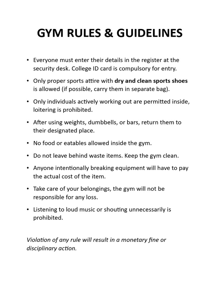 Gym Rules and Regulations Overview | PDF