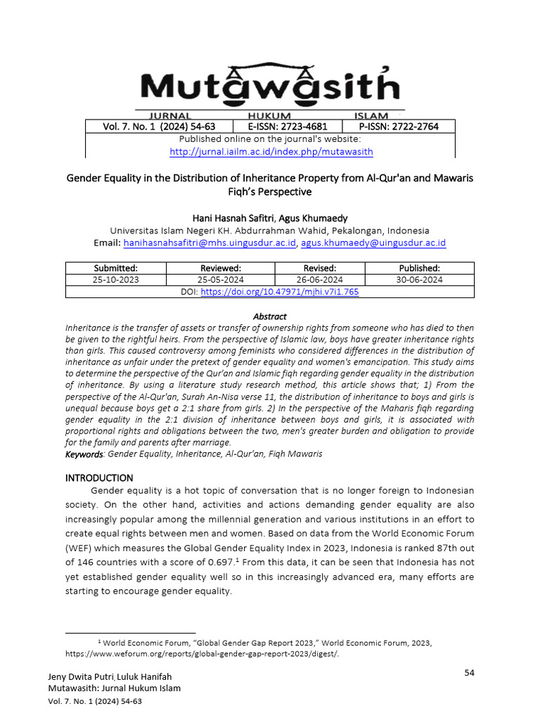 Gender Equality in Inheritance Distribution | PDF | Quran | Islam