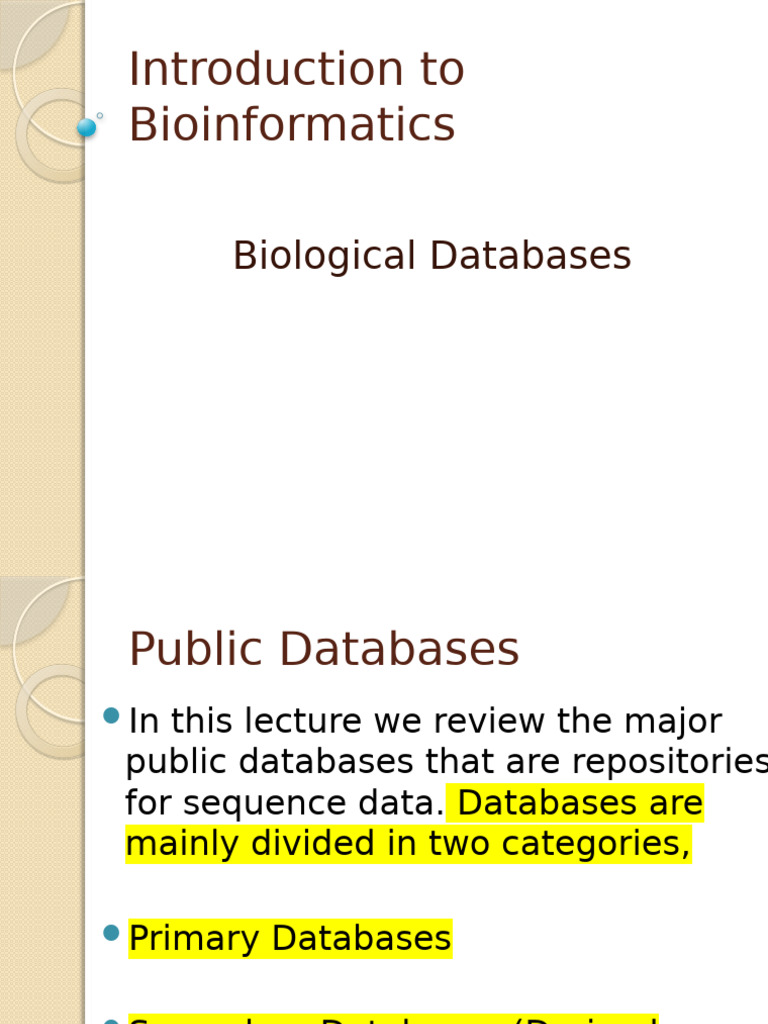 Overview of Biological Databases | PDF | National Center For ...
