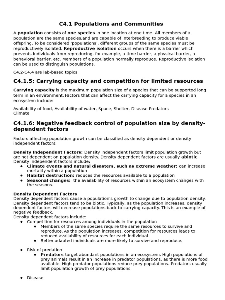 C4.1 Populations and Communities | PDF | Predation | Reproduction