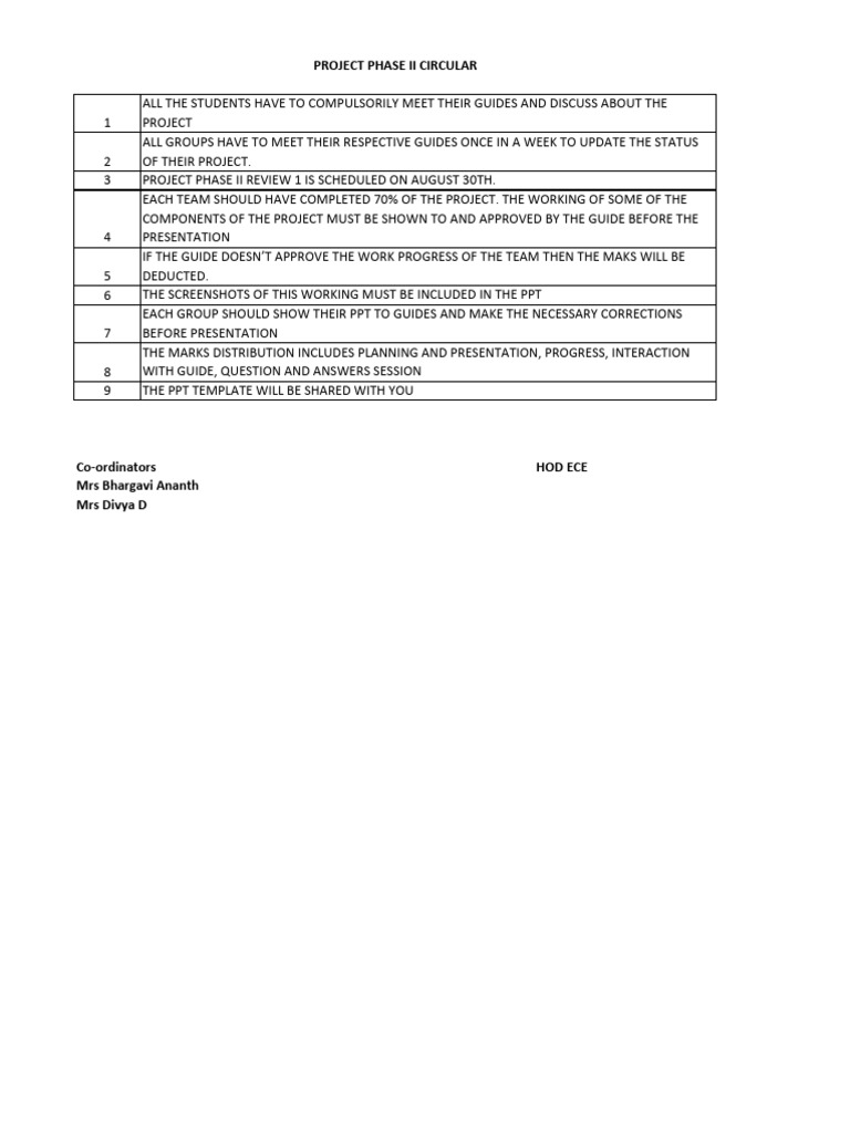 Project Review Circular | PDF