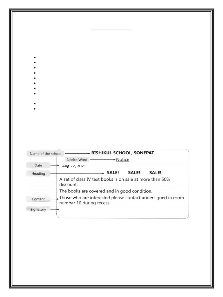 Notice Writing Guide for Class 5 | PDF