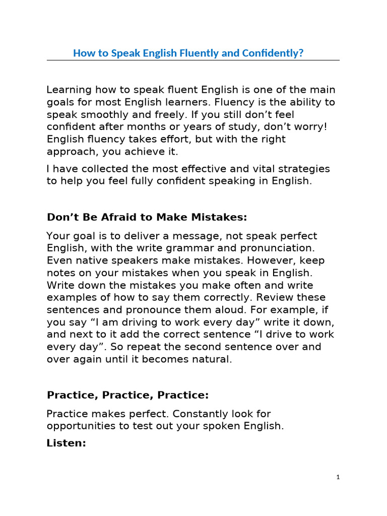 Strategies for Fluent English Speaking | PDF | English Language | Fluency