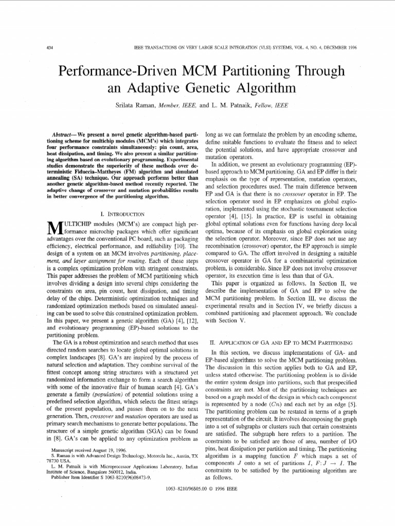 Performance Driven MCM Partitioning Thro | PDF | Mathematical ...