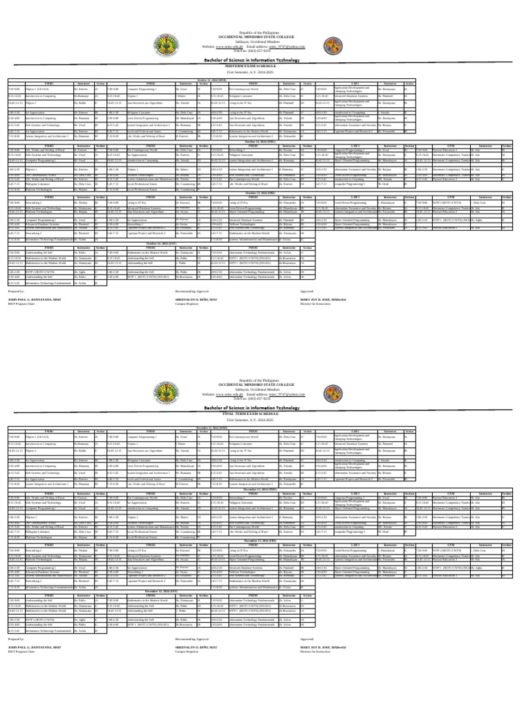 2ND SEM Midterm Exam Schedule 2 | PDF | Computing | Science