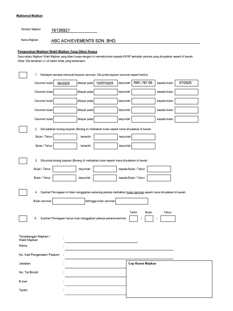 Borang Pengesahan - ABC Achievements Sdn. Bhd. | PDF