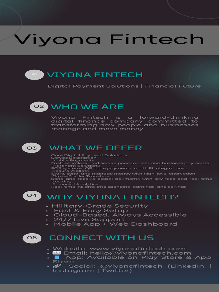 Viyona Fintech: Digital Payment Solutions | PDF