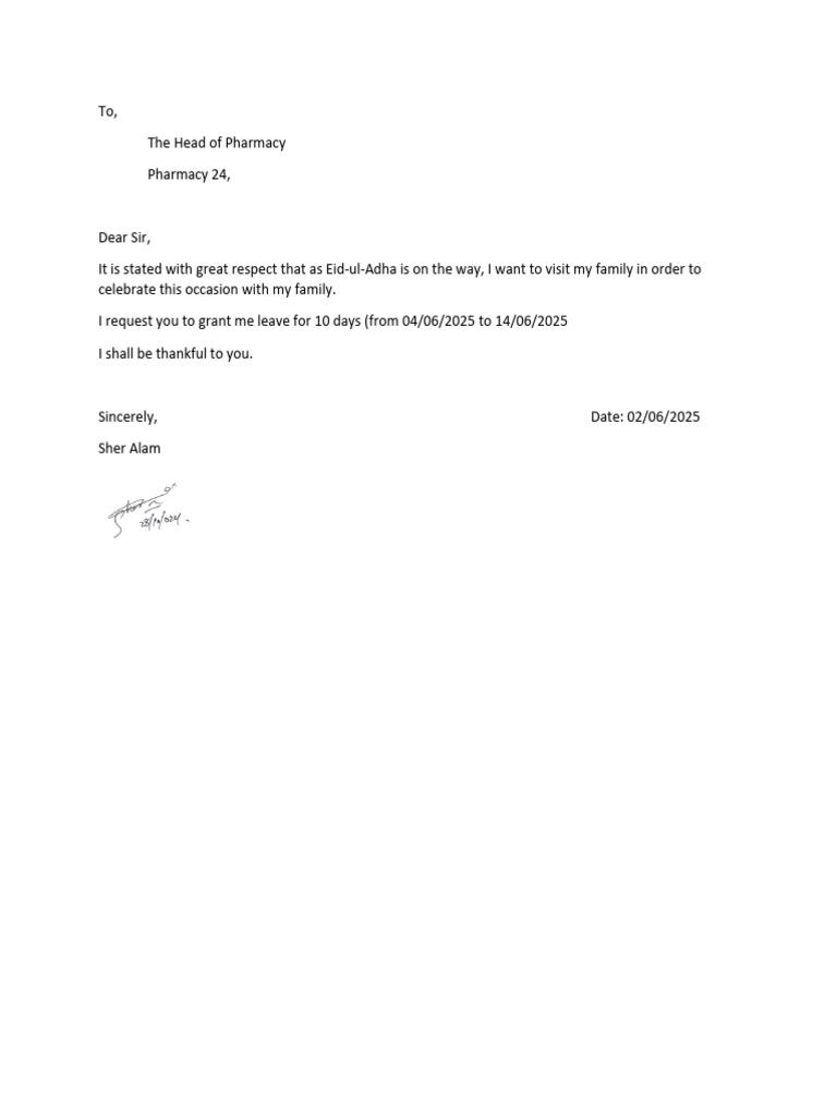 Leave Request for Eid-ul-Adha | PDF