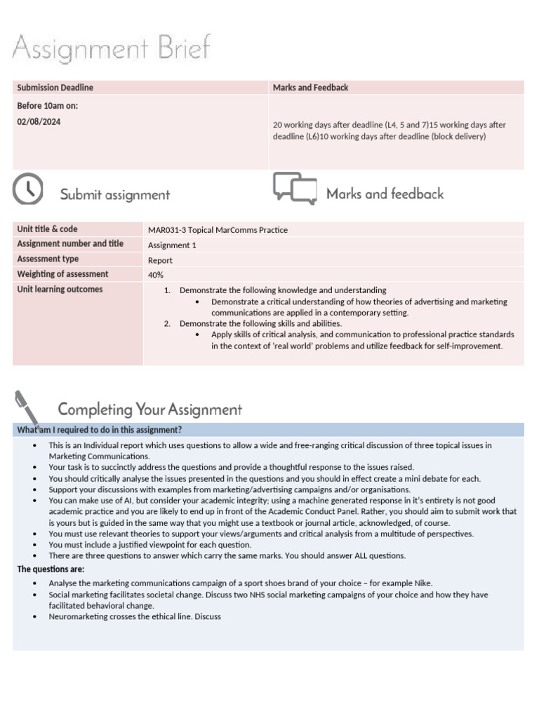 MAR031-3 Topical MarComms Practice AY23-24 SEM 3 A1 | PDF | Evaluation ...