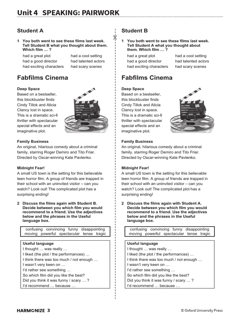 Harmonize 3 TRM Pairwork Unit 4 Worksheets | PDF