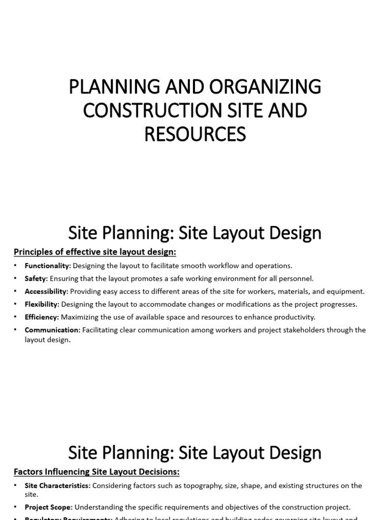 Module - 5 - Planning and Organizing Construction Site and Resources ...