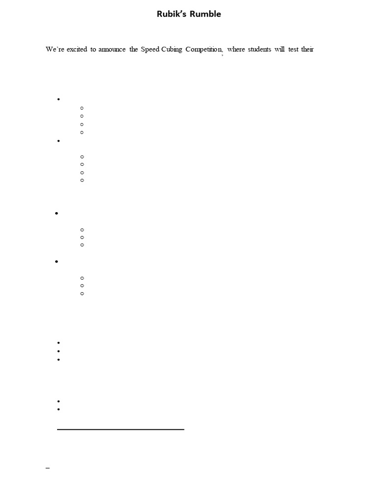 Speed Cubing Competition: o o o o | PDF