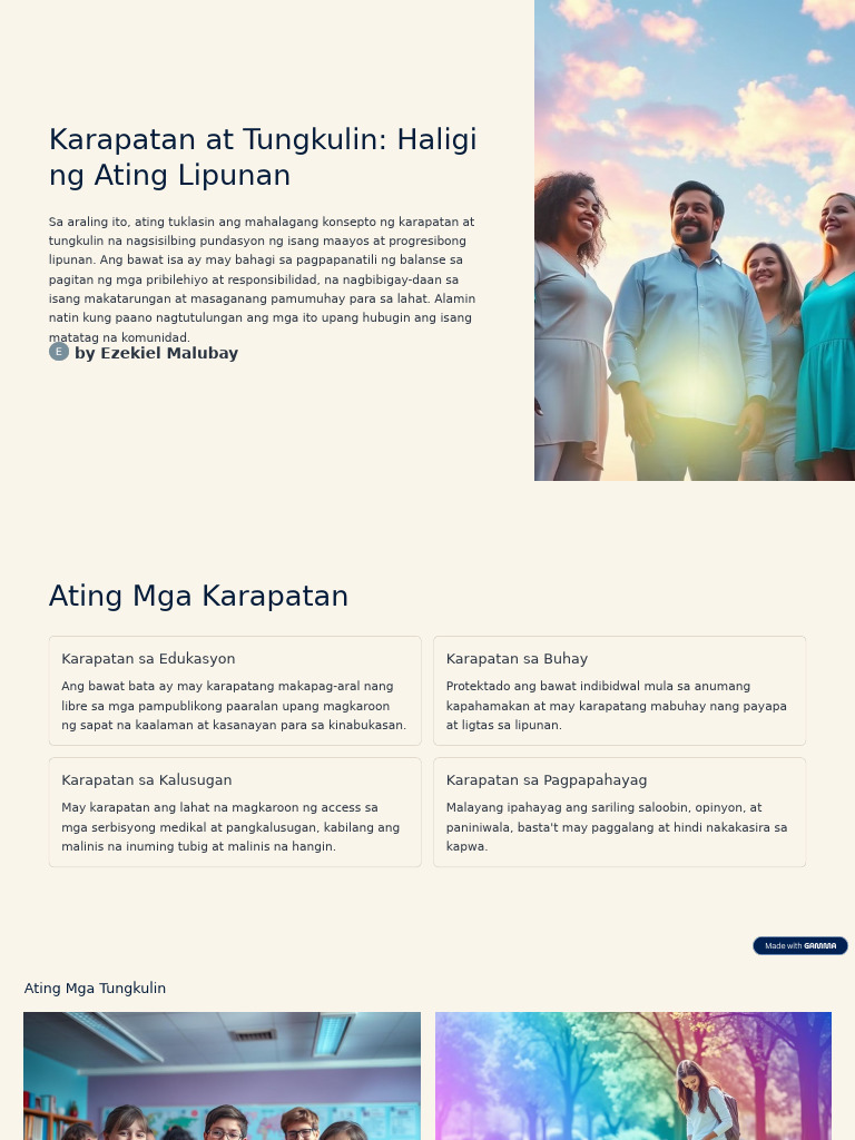 Karapatan at Tungkulin Haligi NG Ating Lipunan | PDF