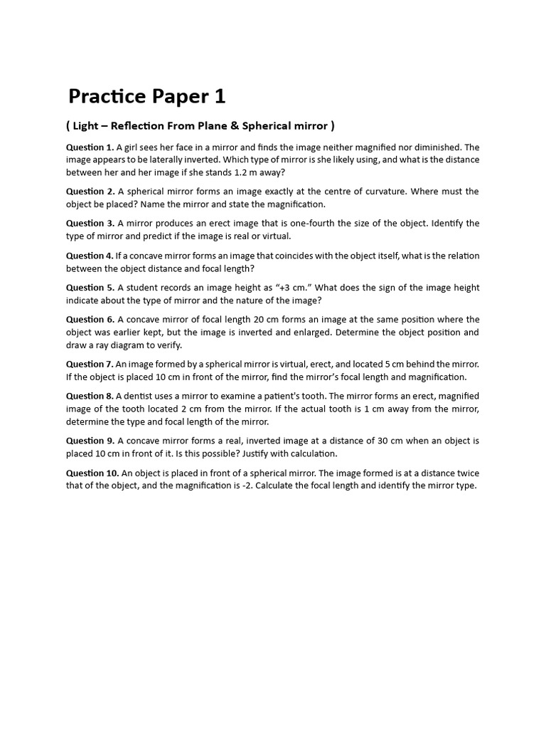 Practice Paper 1 Class 10 TH | PDF