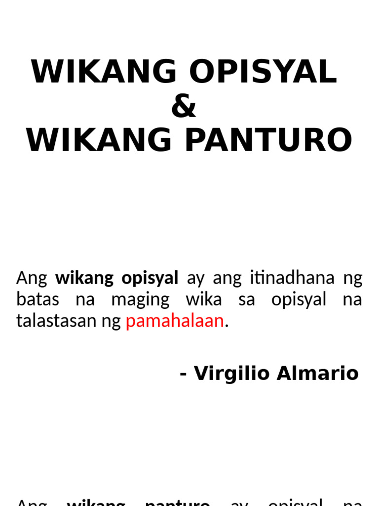 StudentsWikang Opisyal Panturo Bilinggwalismo Multilinggwalismo | PDF