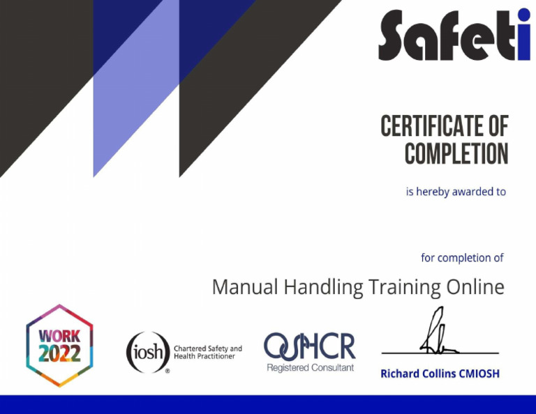 Zohaib Talib Manual Handling Training Course Free Online Manual ...