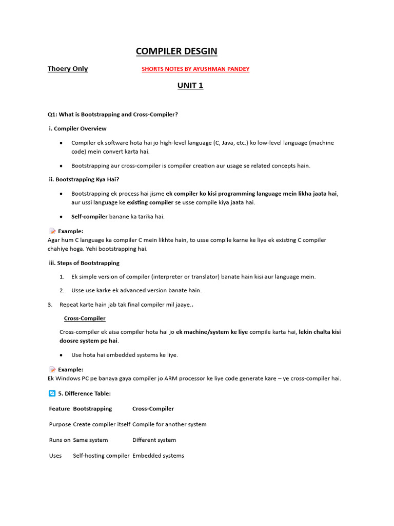 COMPILER DESGIN Short Notes | PDF | Scope (Computer Science ...