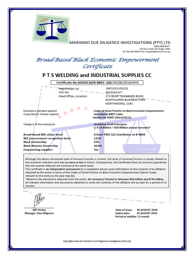 Bee Pts Welding Certificate | PDF | Economies | Governance