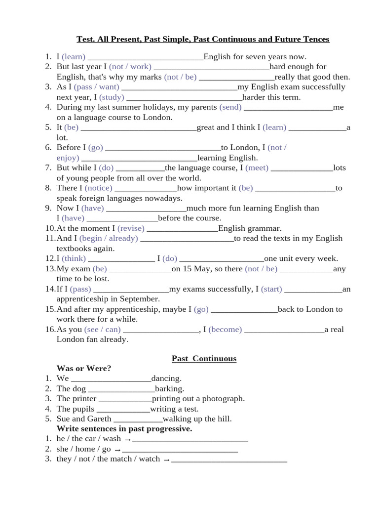 All Present, Past and Future Tenses+Past Continuous | PDF | Chess ...