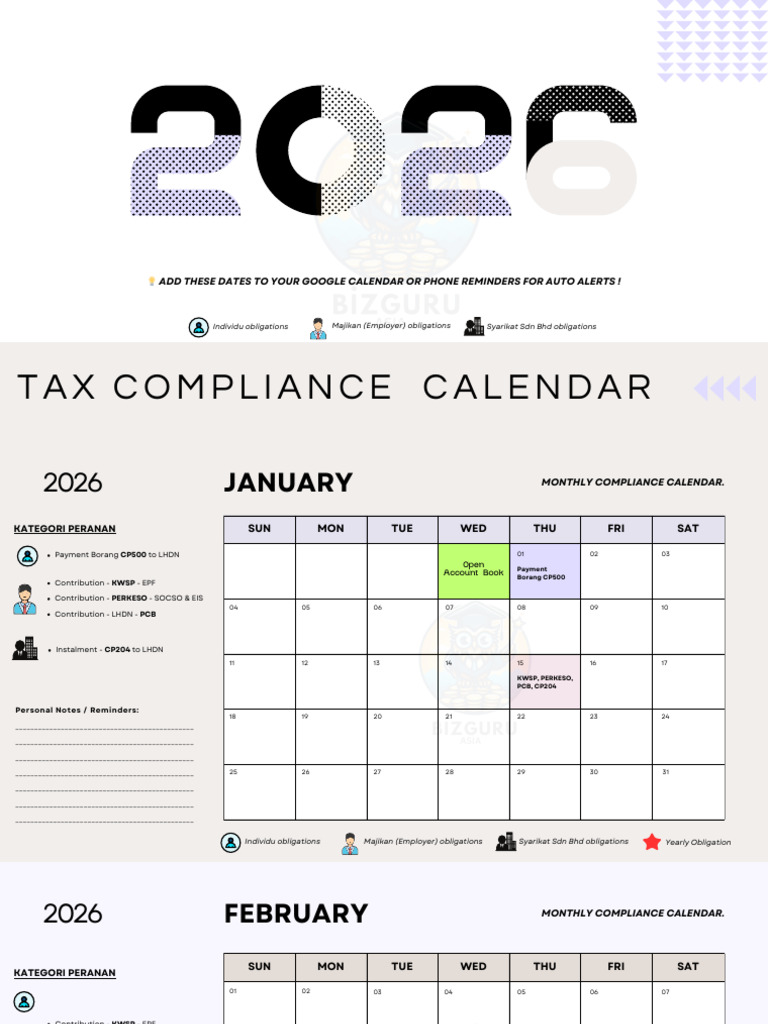 Monthly & Yearly Compliance Calendar | PDF